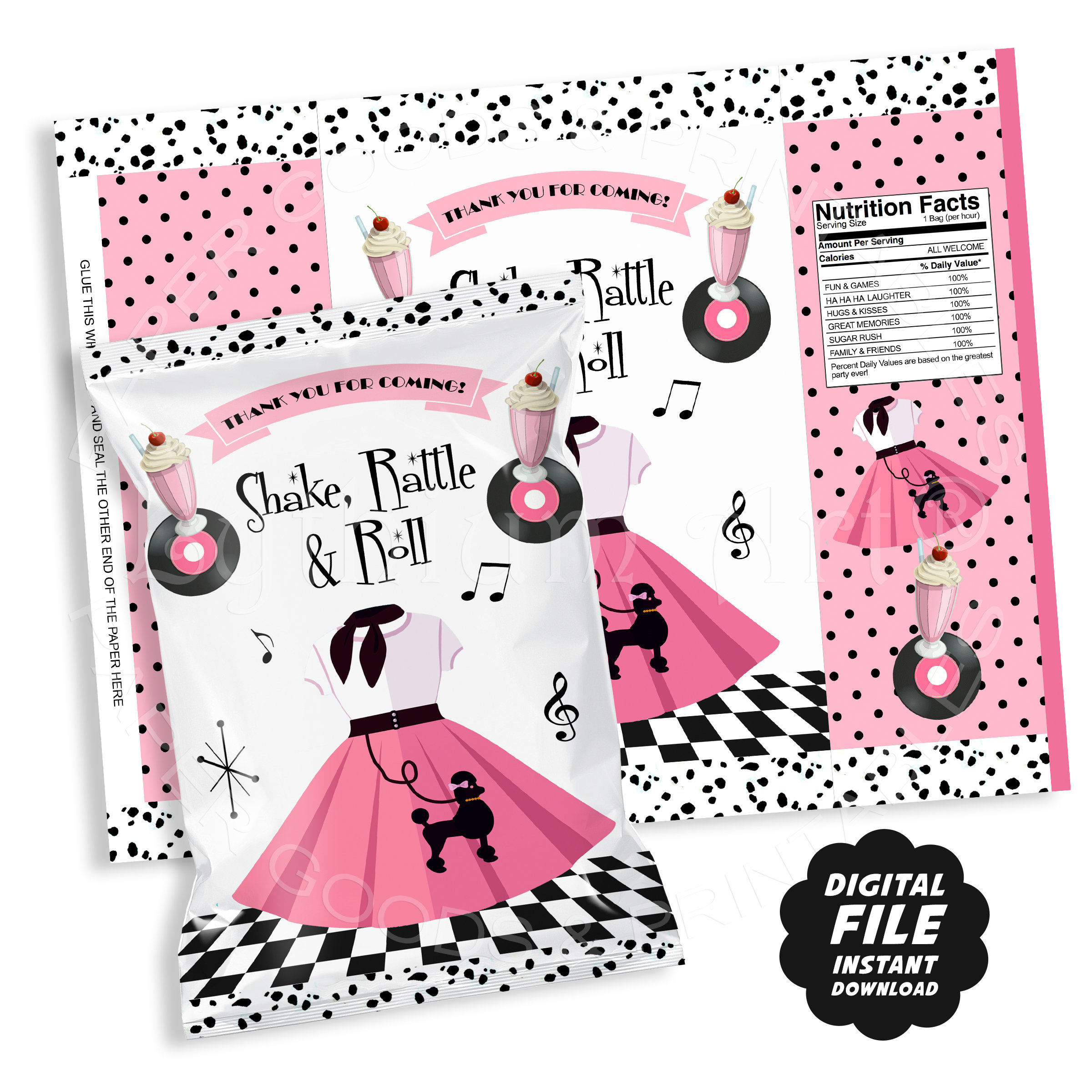 50s Sock Hop Party Food Tents Instant Download 50s Party - Etsy