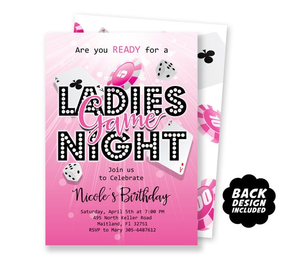 Ladies Game Night Invitation, Printable and Personalized Game Party ...
