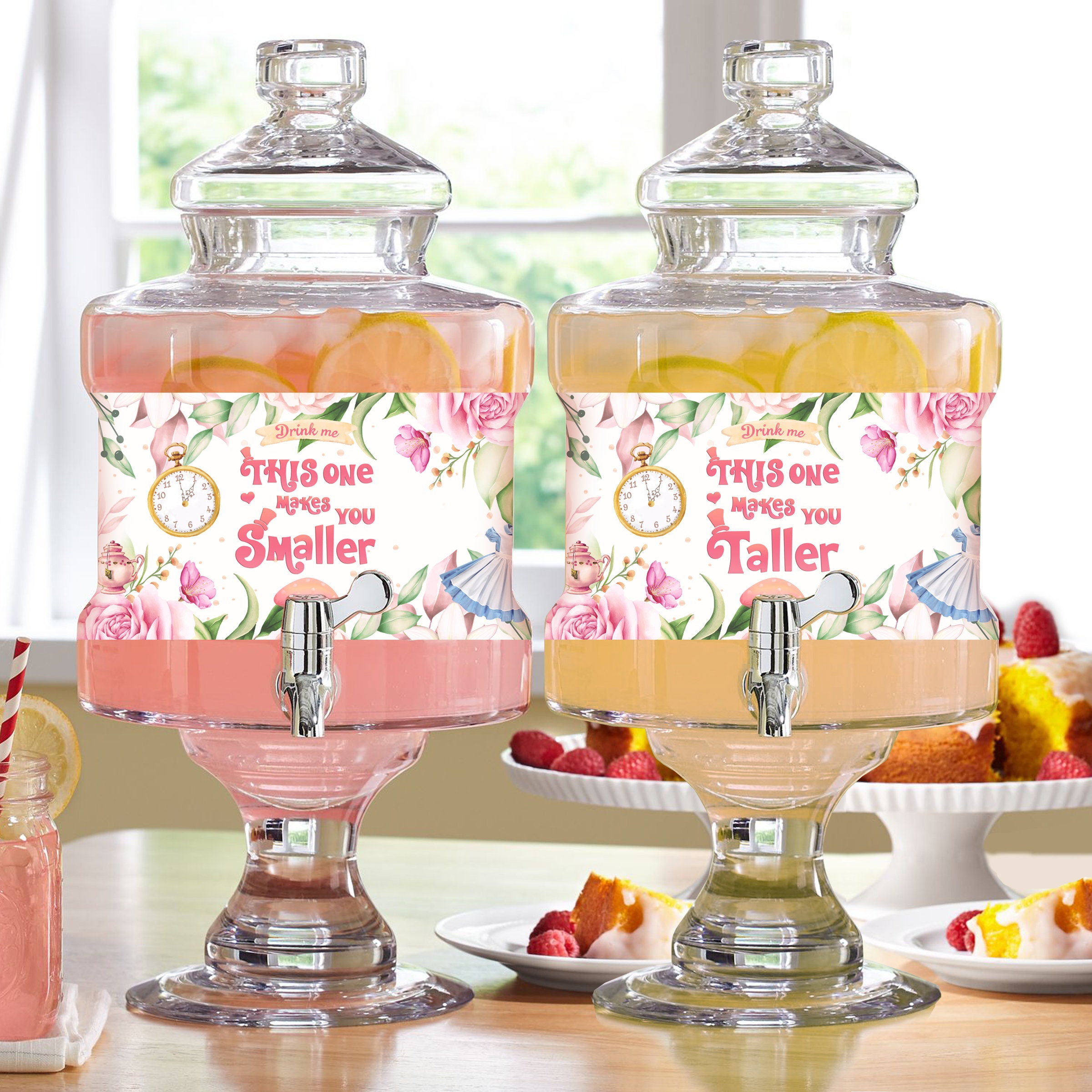 Alice in Wonderland Labels for Beverage Dispensers, Makes You Taller ...