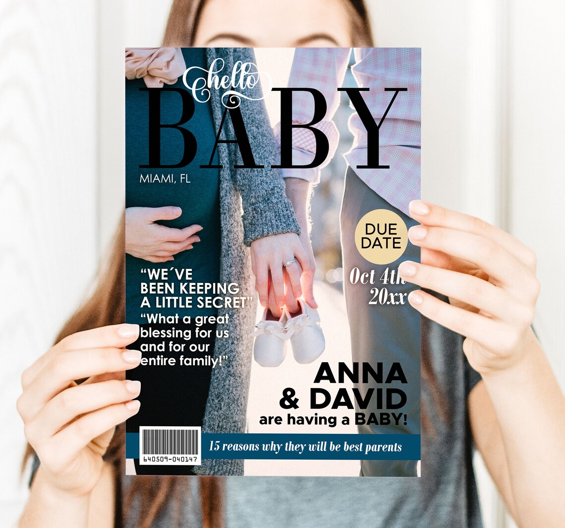 Pregnancy Announcement Magazine Cover Digital Pregnancy - Etsy