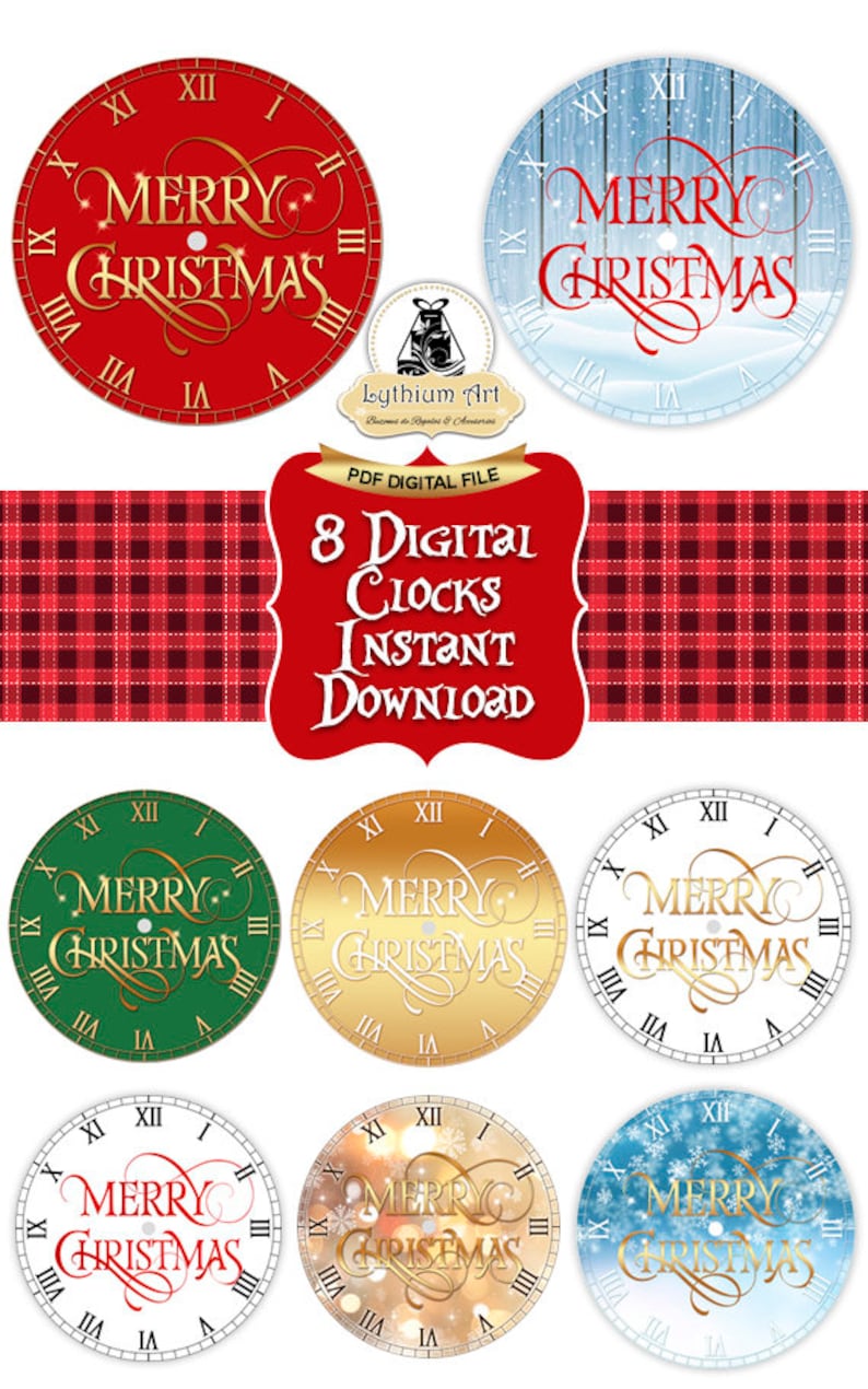 Christmas Clock Faces Printable Clocks Christmas - Etsy