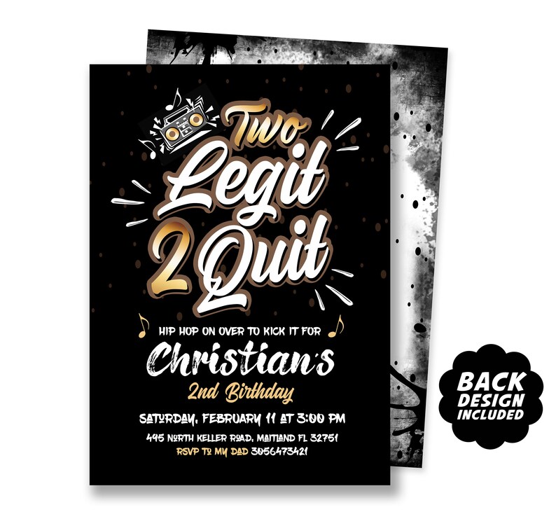 Two Legit 2 Quit Photo Invitation Printable Invite Second - Etsy España