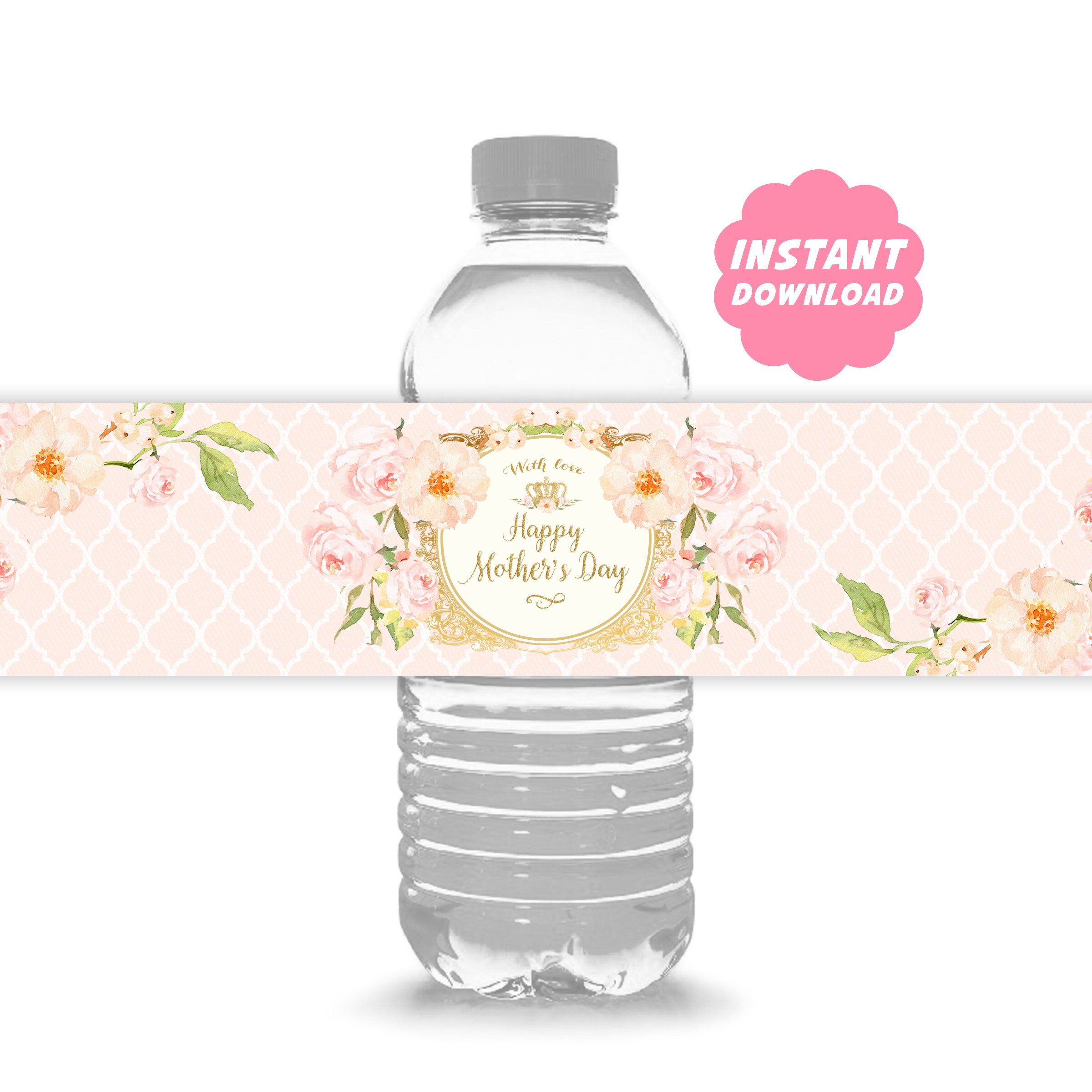 Mothers Day Water Bottle Labels, INSTANT DOWNLOAD, Printable Happy ...