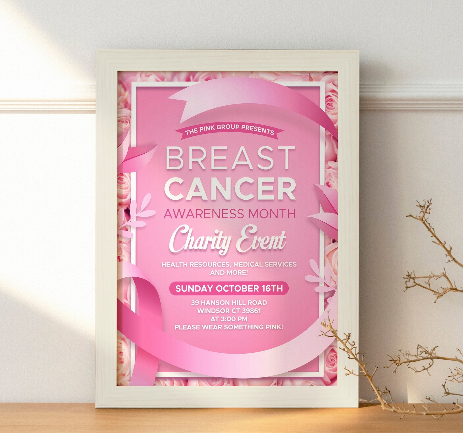 Breast Cancer Awareness Welcome Sign Printable Pink Ribbon Poster ...