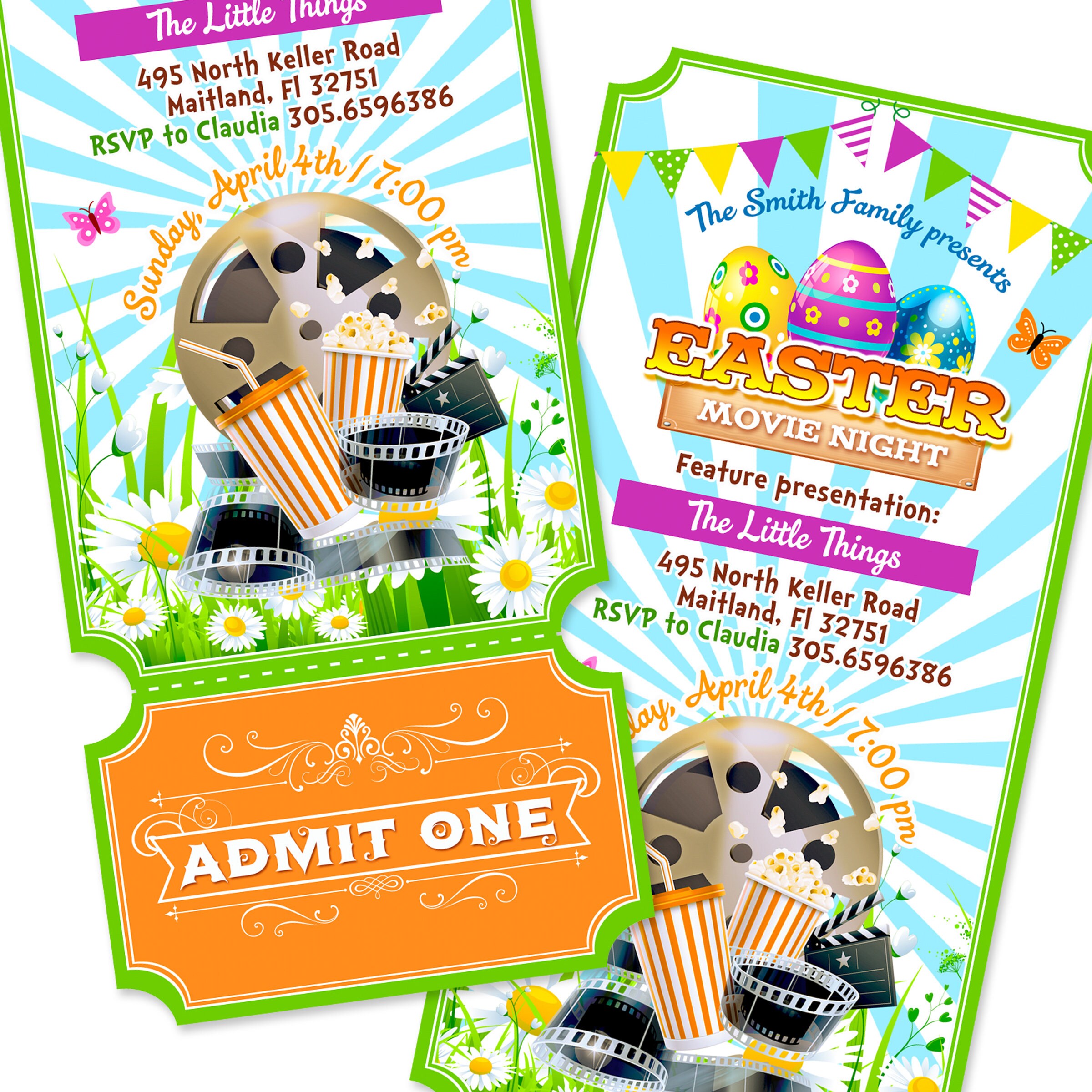 Easter Movie Night Ticket Printable Movie Night Invite for | Etsy