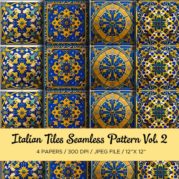 Italian Tiles Digital Seamless Paper, Instant Download, Ornate Tiles ...