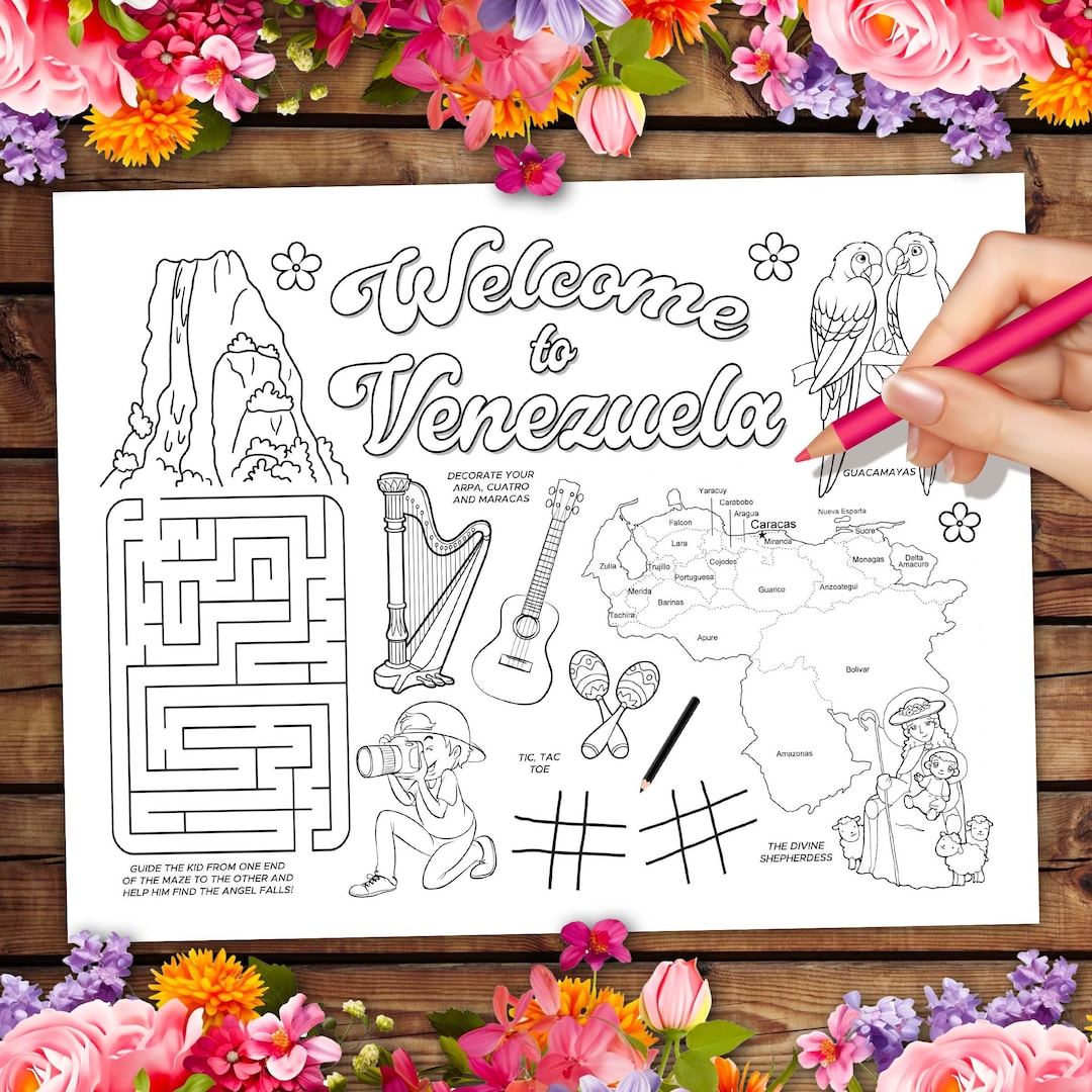 Venezuela Activity Placemat Printable Welcome to Venezuela Coloring ...
