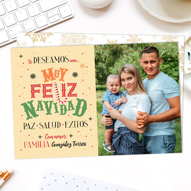 Printable Christmas Photo Card Spanish Christmas Greeting - Etsy
