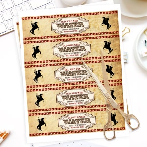 Western Printable Bottle Labels, Wild West Birthday Party, Any Age ...