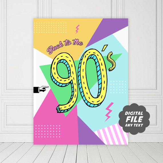 90s Party Backdrop, Printable Banner for Back to the 90s Party ...