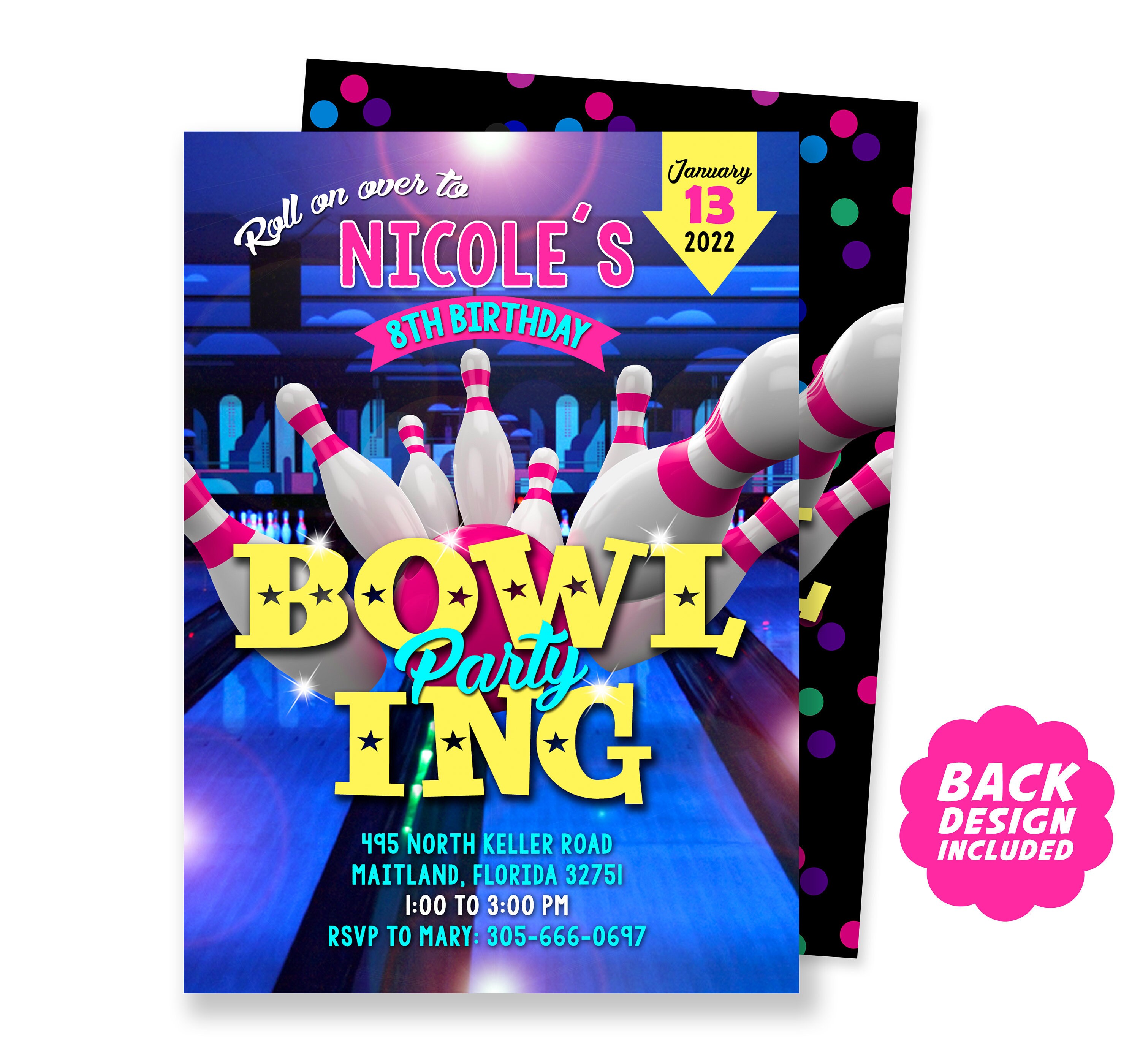 Bowling Party Invitation Personalized and Printable Invite | Etsy