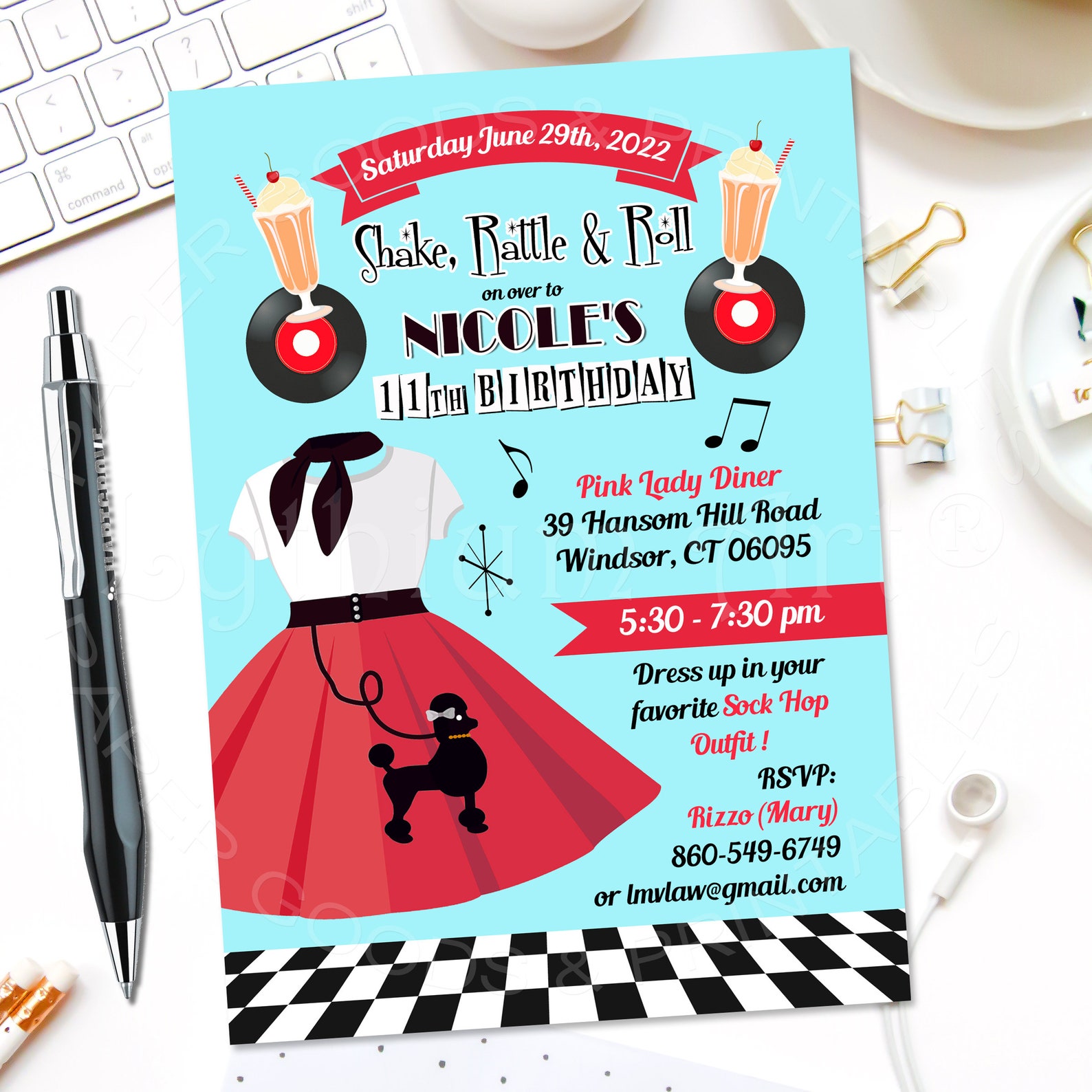 50's Sock Hop Party Invitation Printable File Diner | Etsy Canada