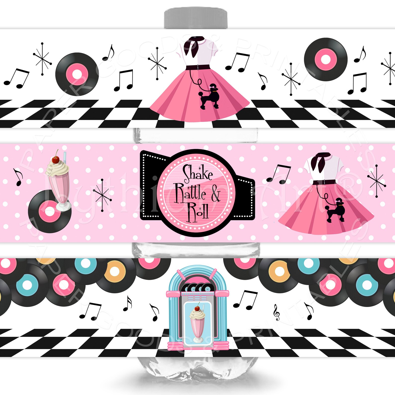 50s Sock Hop Bottle Labels Instant Download Sock Hop Party - Etsy