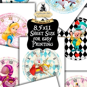 Alice in Wonderland Clocks, Printable Clocks, Alice in Wonderland ...