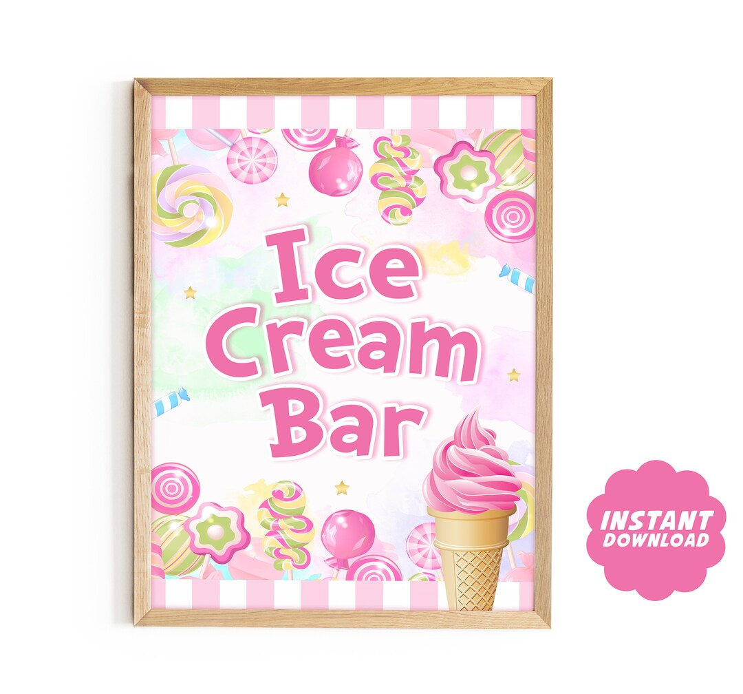 Ice Cream Bar Party Sign, Ice Cream Sweet Shop Birthday Decor, Ice ...