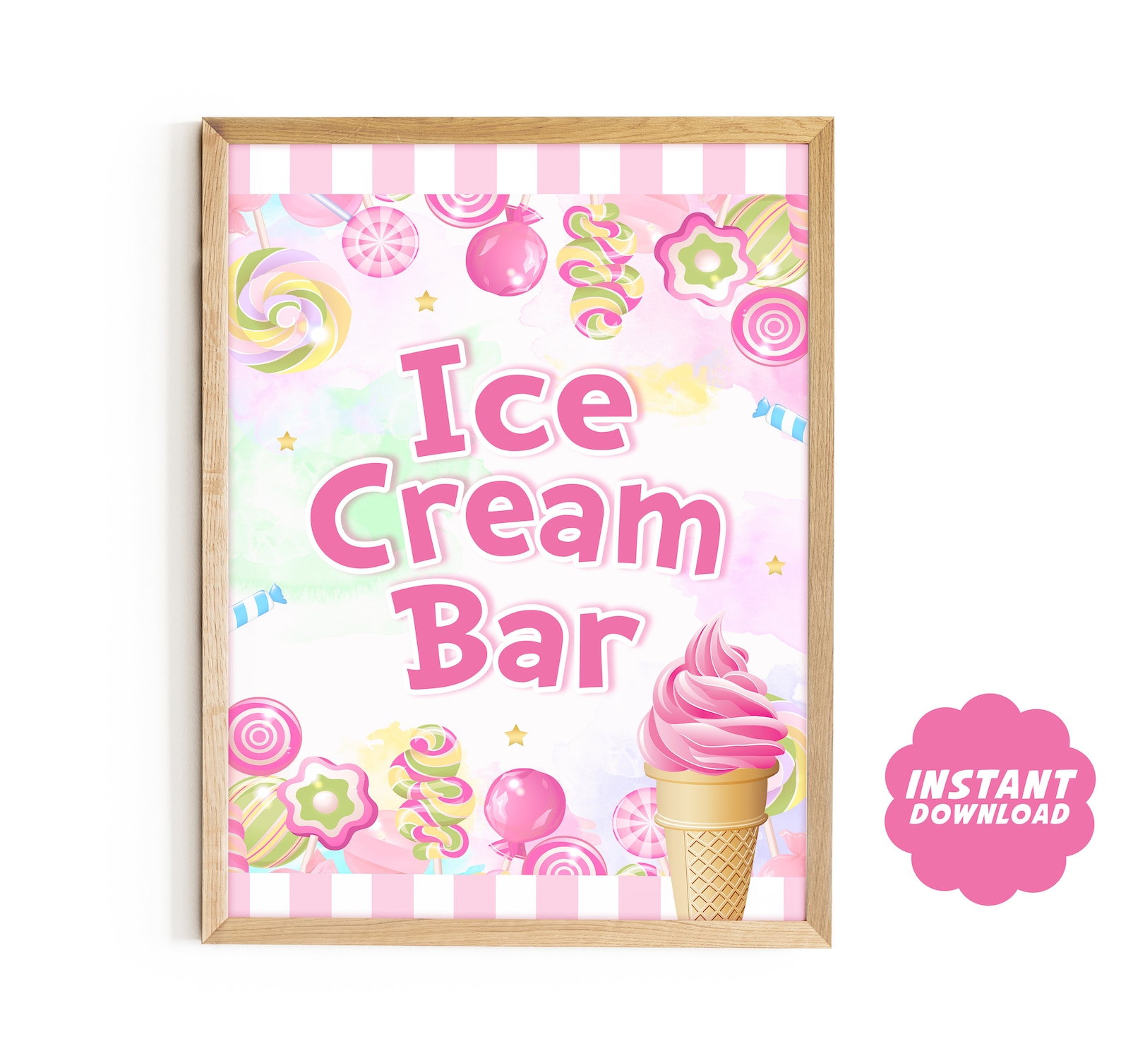 Ice Cream Bar Party Sign Ice Cream Sweet Shop Birthday Decor - Etsy