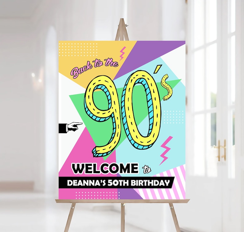 90s Party Welcome Sign Personalized Birthday Sign Any Age - Etsy