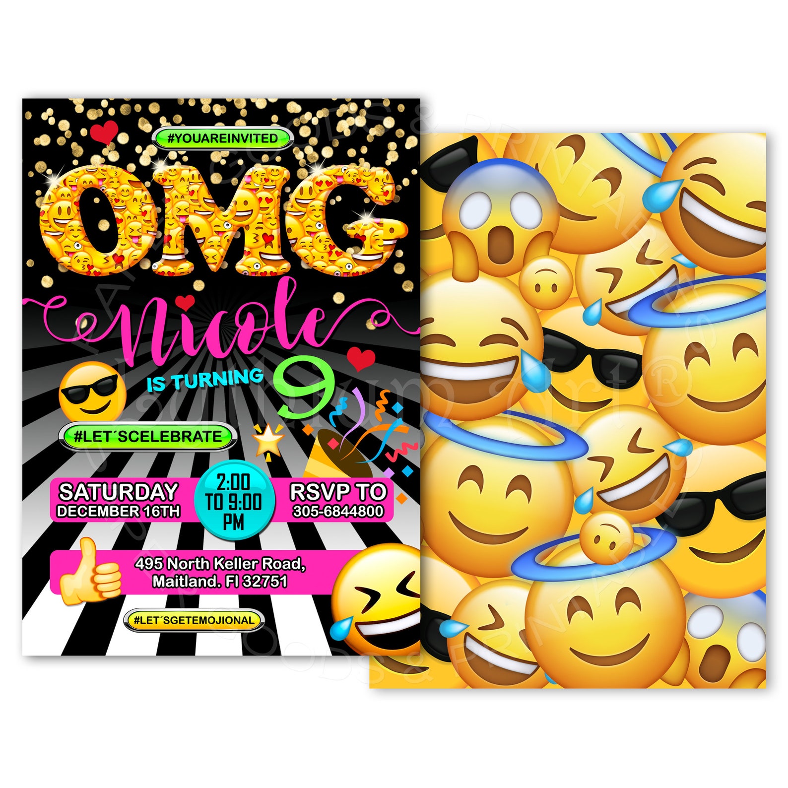 EMOJI Invitation Emoji Birthday Party Invitation Printable | Etsy