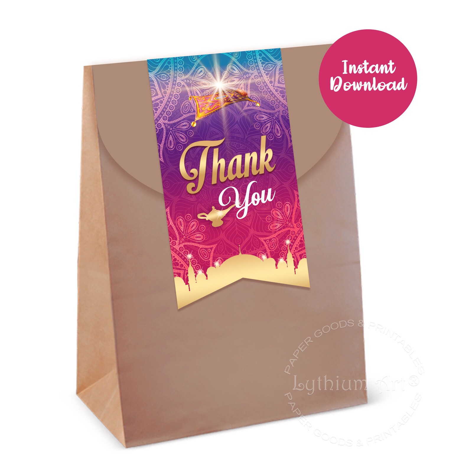 Arabian Princess Party Favors Gift Tags, Instant Download, Genie ...
