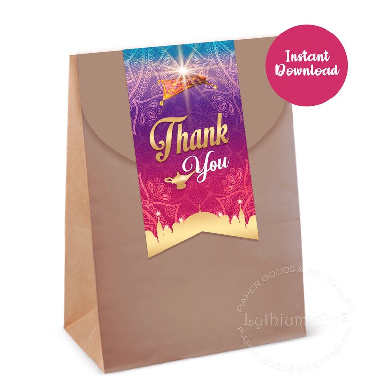 Arabian Princess Party Favors Gift Tags, Instant Download, Genie ...