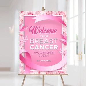 Breast Cancer Awareness Welcome Sign Printable Pink Ribbon Poster ...