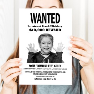 Wanted Poster Black and White Personalized, Digital Print, Custom ...