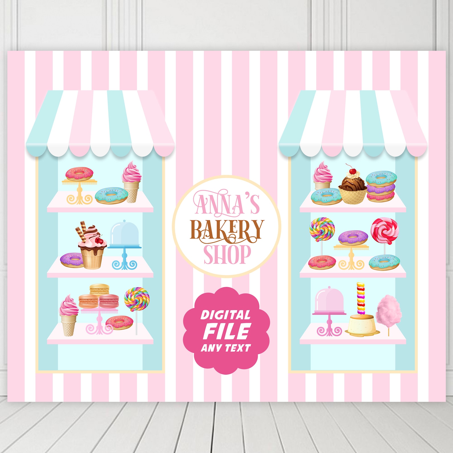 Bakery Shop Party Backdrop Personalized and Printable Banner | Etsy