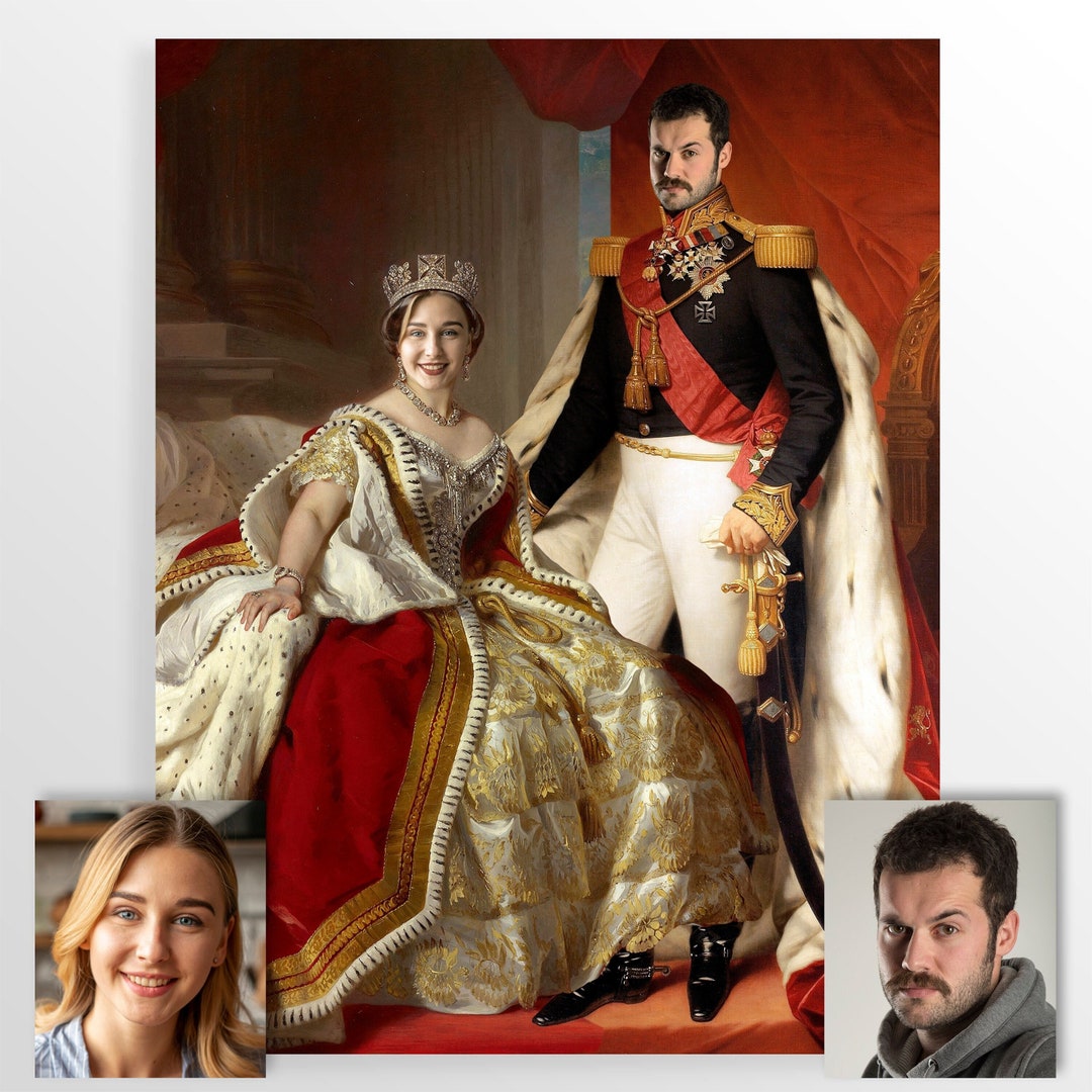 Custom King and Queen Portrait, Couples Portrait From Photos, DIGITAL ...