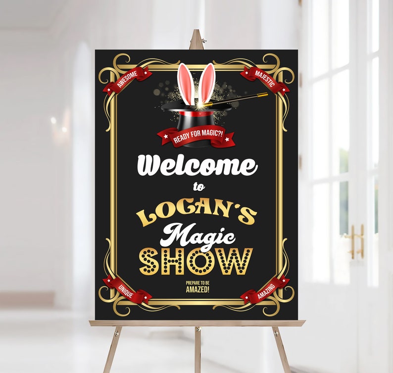 Magic Show Welcome Sign Printable Magic Birthday Party - Etsy