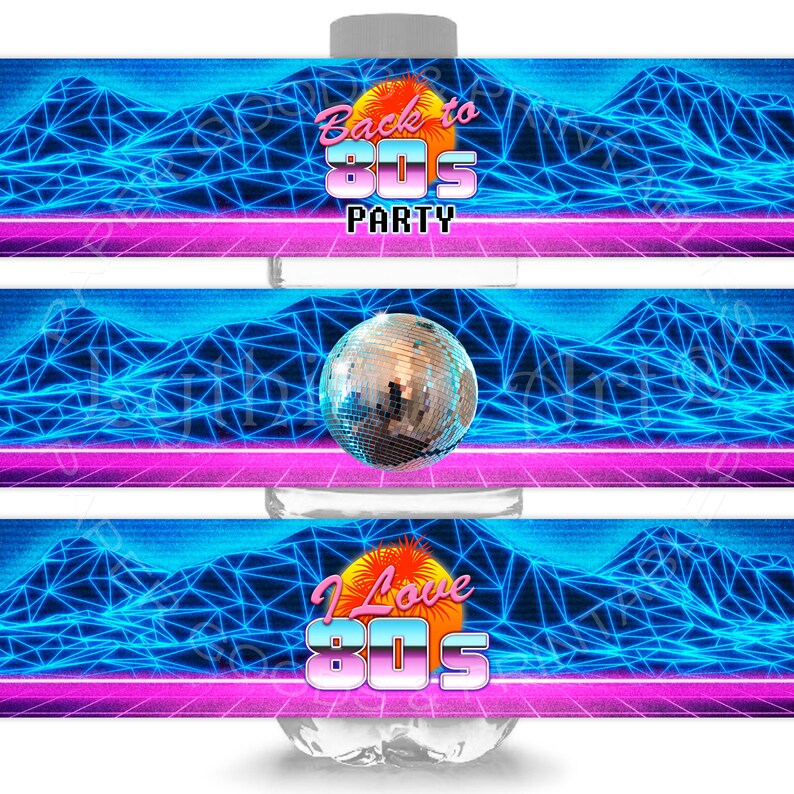 80s Party Water Bottle Labels INSTANT DOWNLOAD Printable 80s - Etsy