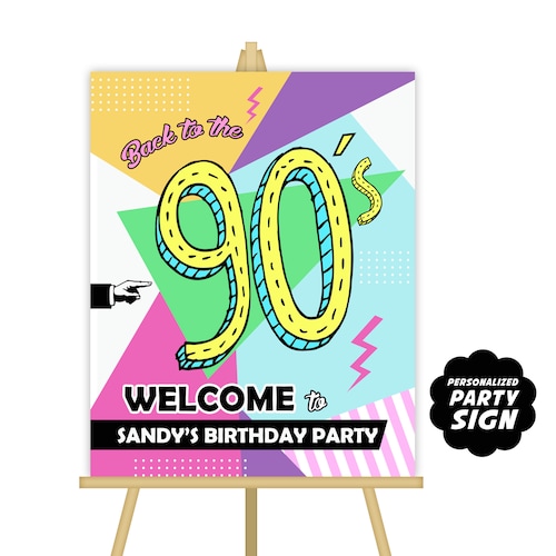 90s Party Welcome Sign Personalized Birthday Sign Any Age - Etsy