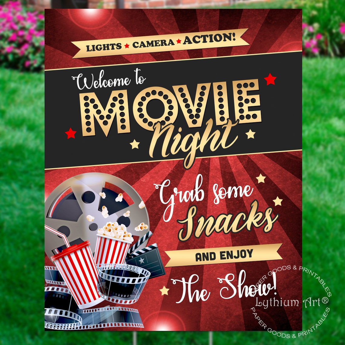 Movie Night Welcome Poster Instant Download Viewing Party - Etsy