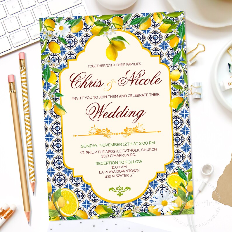 Lemon Wedding Invitation Citrus Wedding Invitation - Etsy