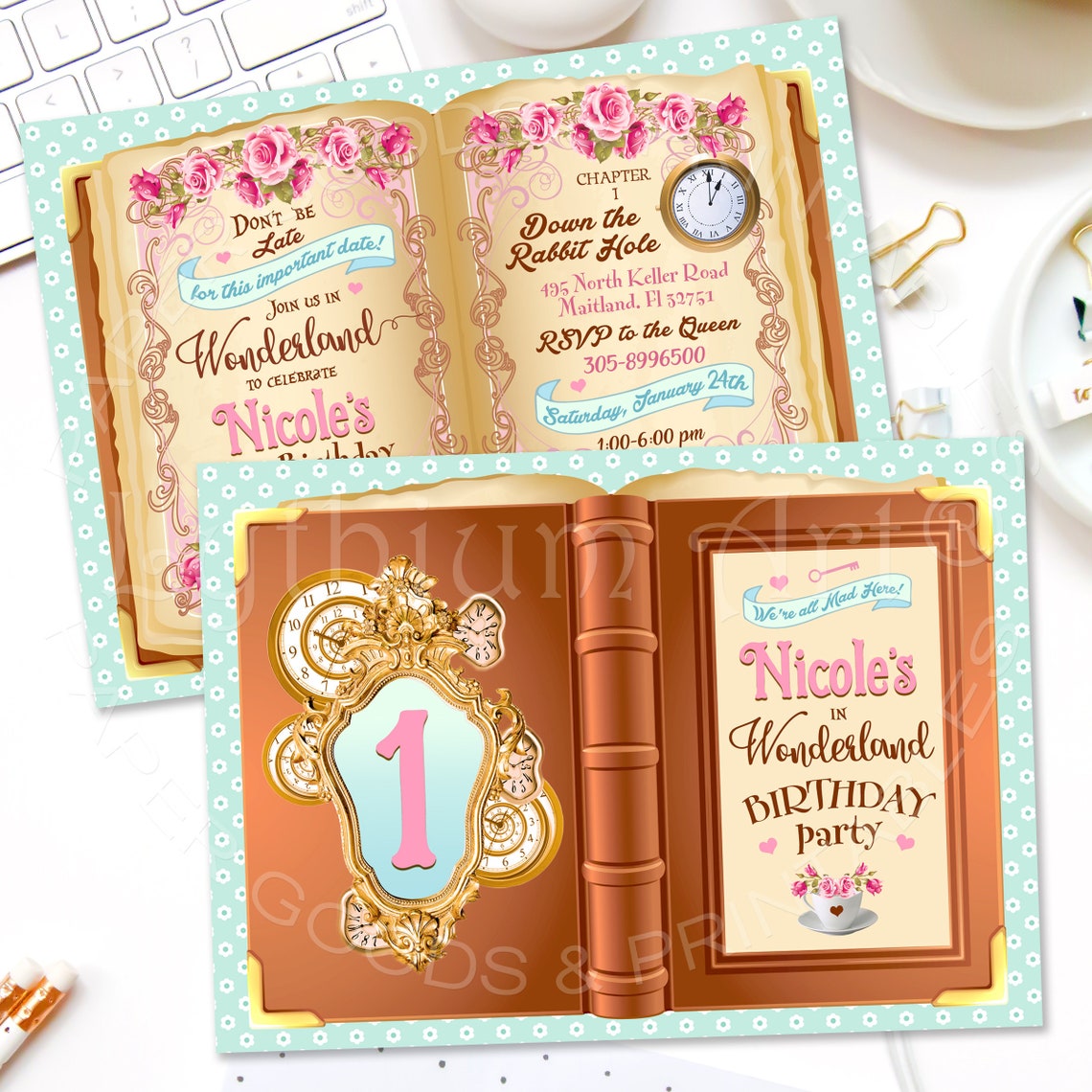 Alice in Wonderland Invitation Storybook Invitation First - Etsy