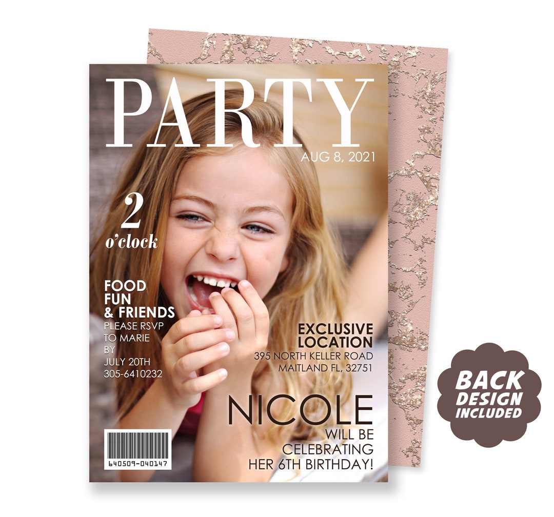 Magazine Cover Party Invitation, Personalized and Printable Fashion ...