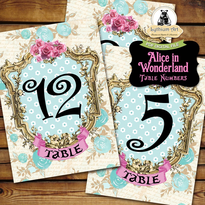 ALICE IN WONDERLAND Table Numbers Printable Table Numbers 21 | Etsy