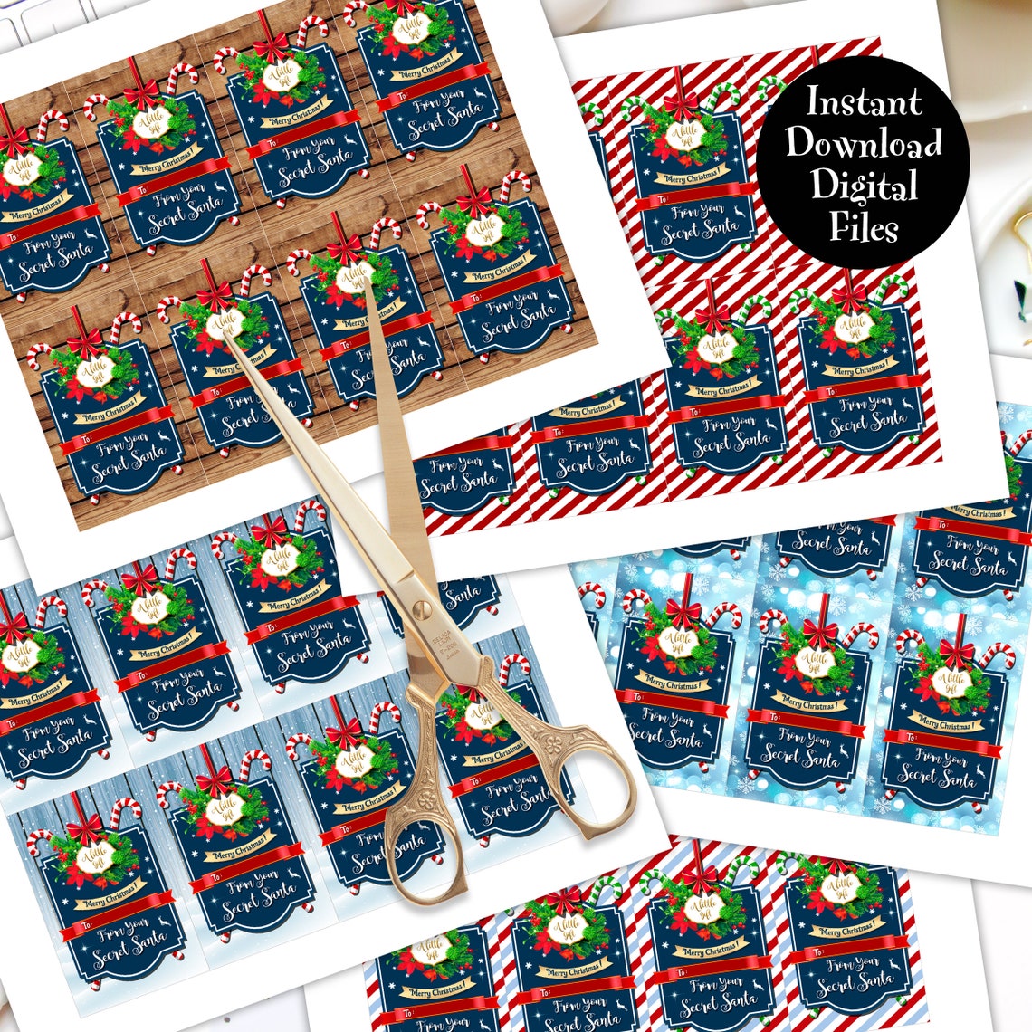 Secret Santa Gift Tags Instant Download Secret Santa Gift - Etsy