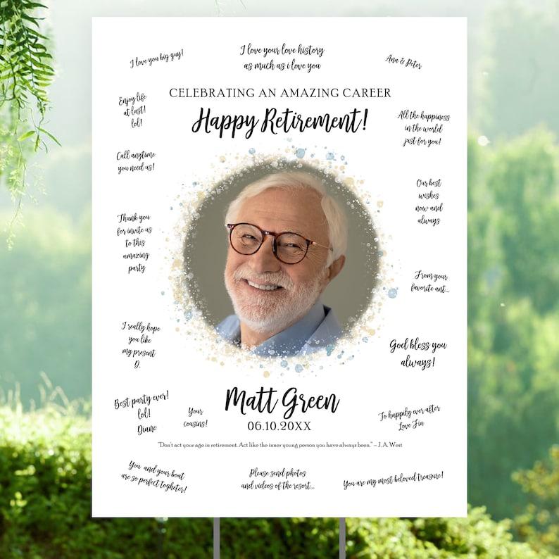 Retirement Guest Book Alternative, Printable Photo Signature Poster ...