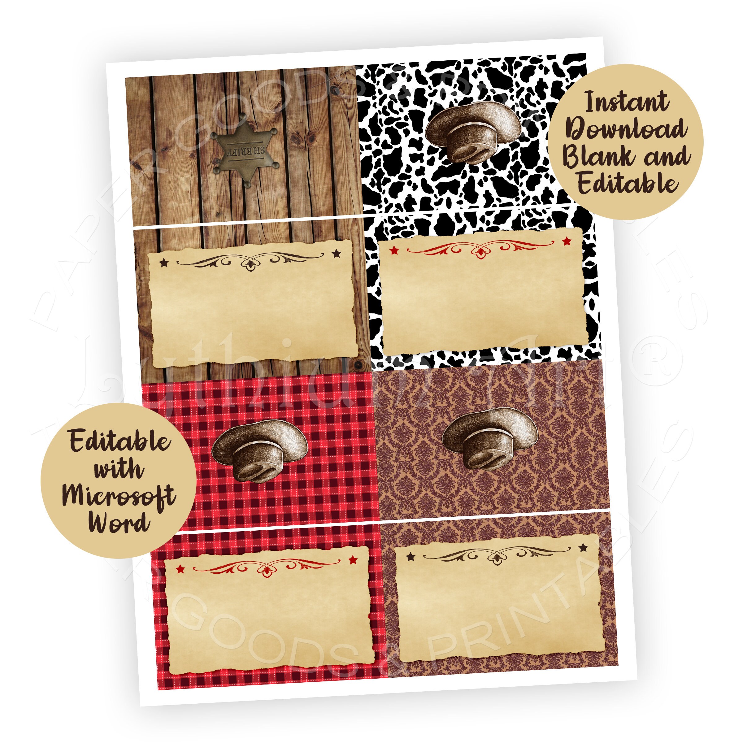 Western Party Food Tents, Instant Download, Cowboy Party Food Labels ...