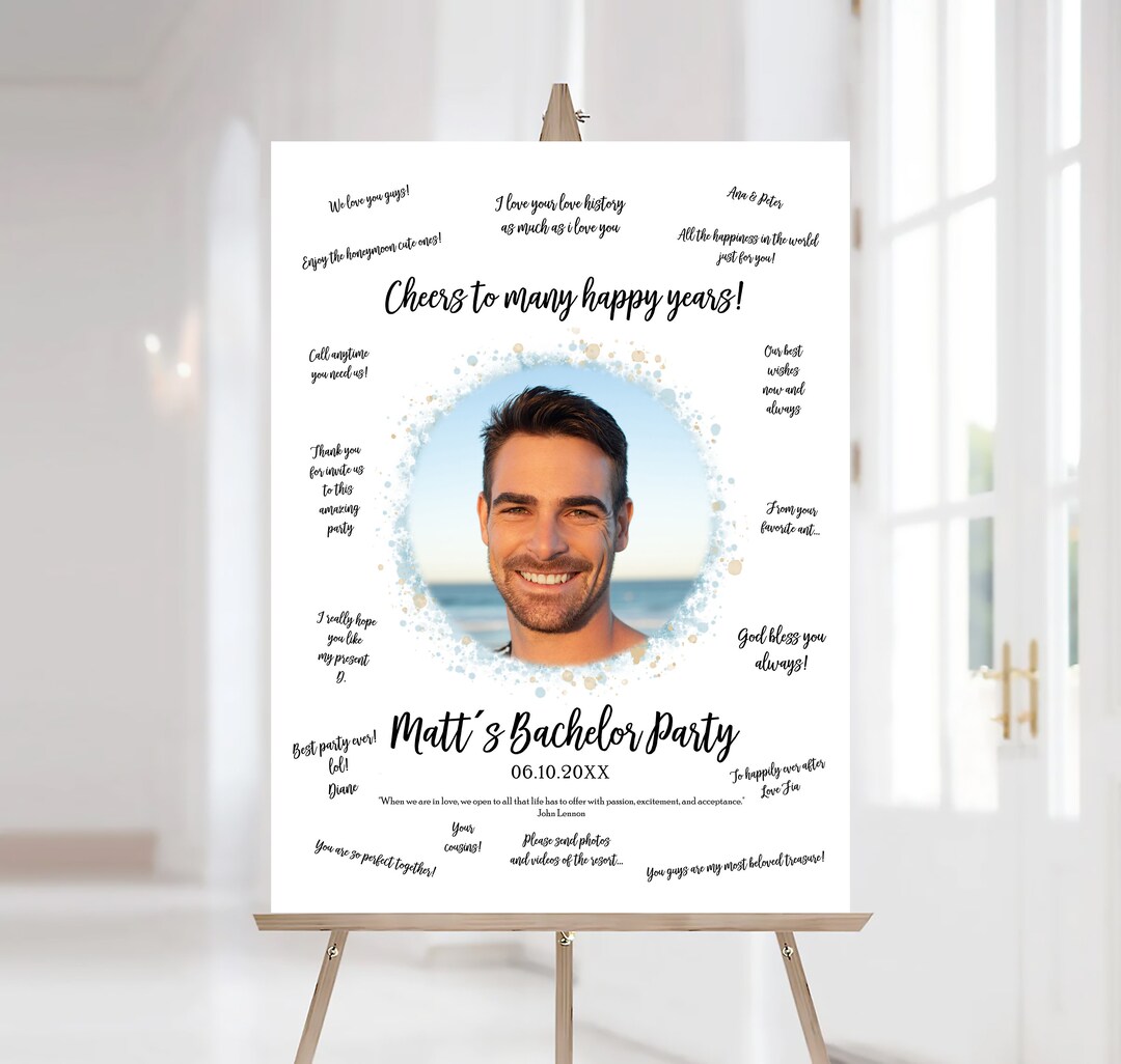 Bachelor Party Poster Printable Signature Board for Bachelor - Etsy