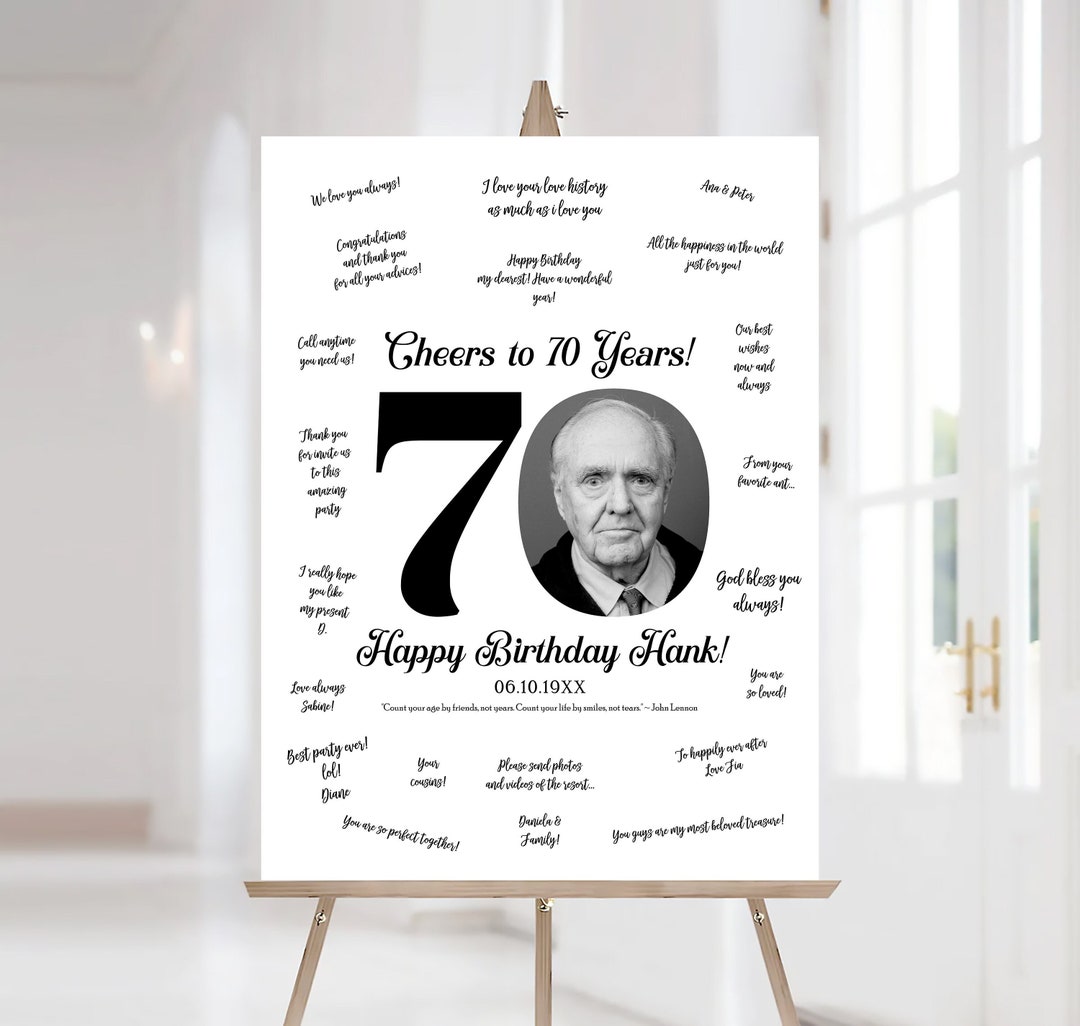 70th Birthday Signature Board Printable, Guest Book Alternative Poster ...