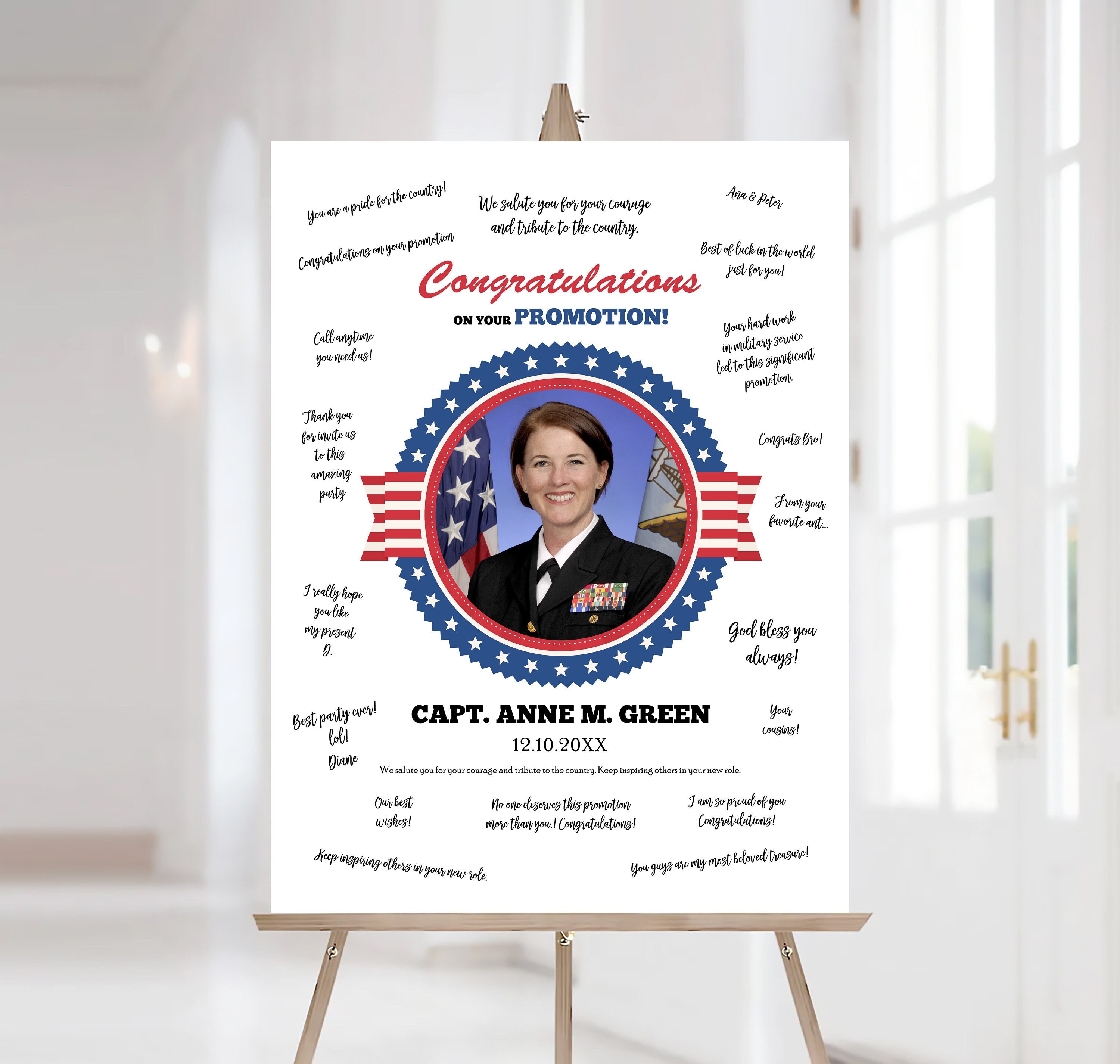 Custom Military Promotion Photo Guest Book Poster, Printable and ...