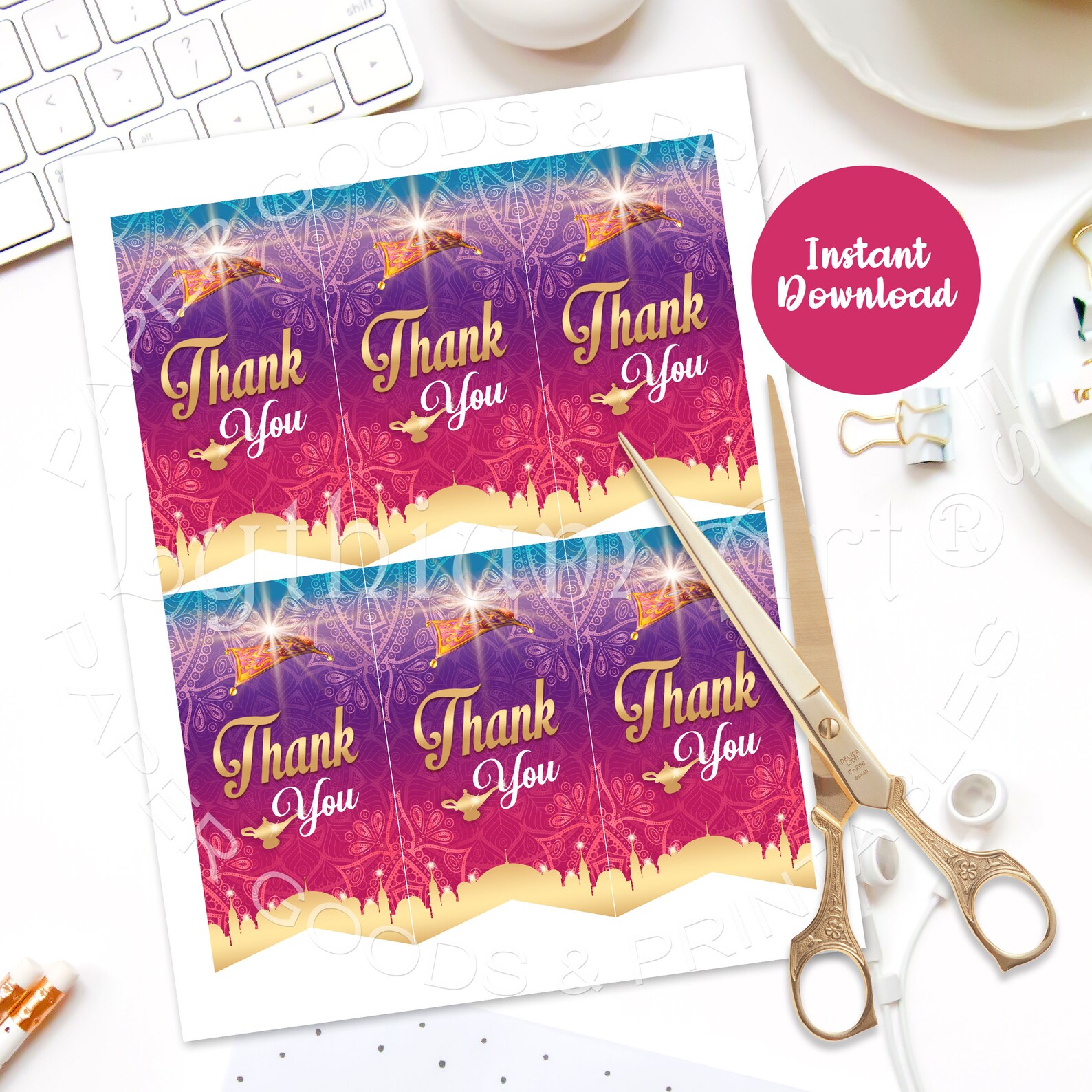 Arabian Princess Party Favors Gift Tags, Instant Download, Genie ...