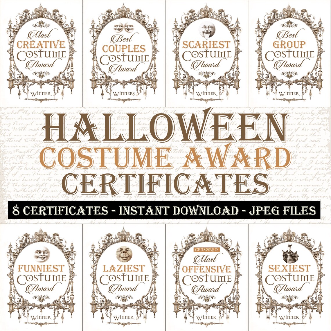 Halloween Costume Award Certificates Halloween Bundle - Etsy