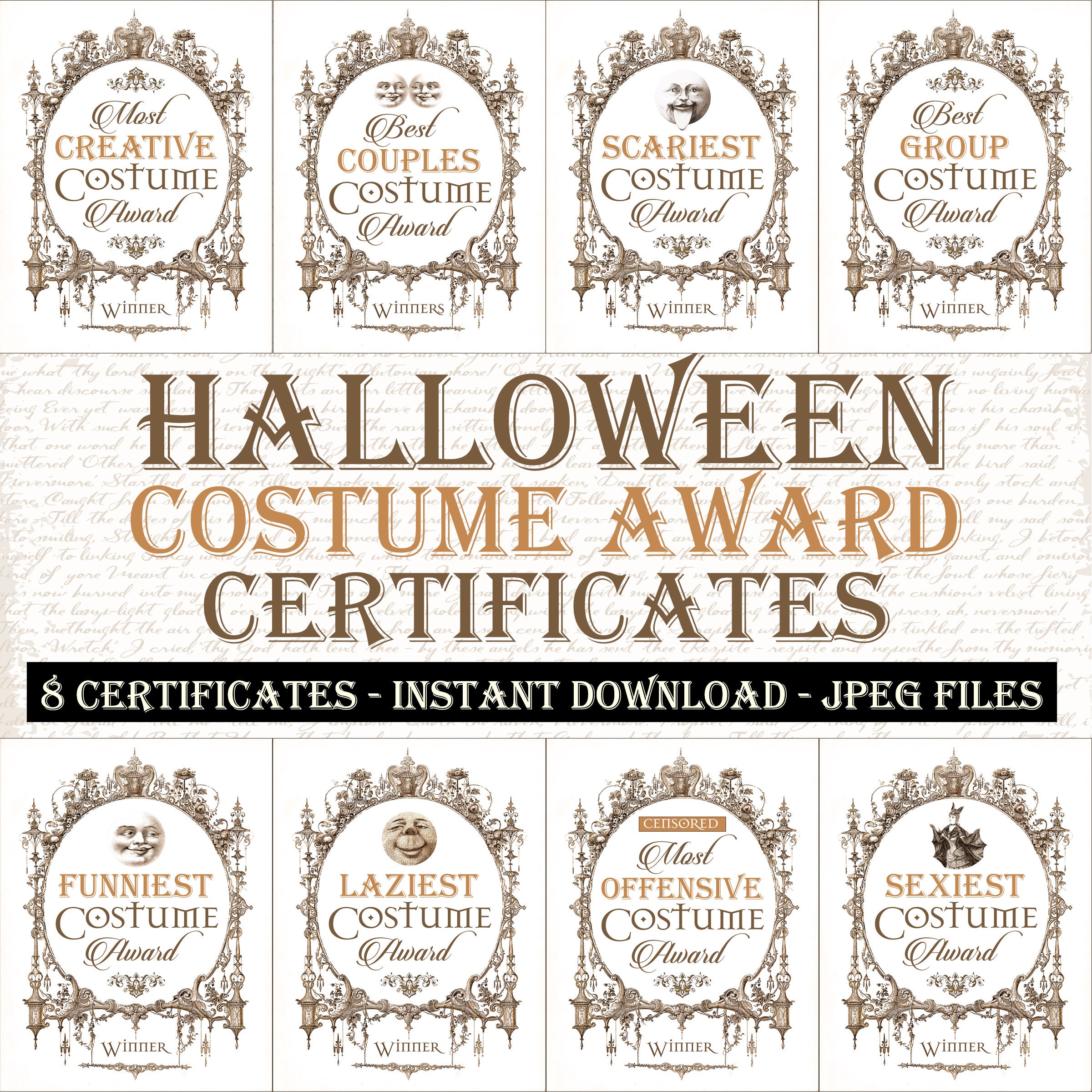 Halloween Costume Award Certificates and Ballot, Halloween Bundle ...