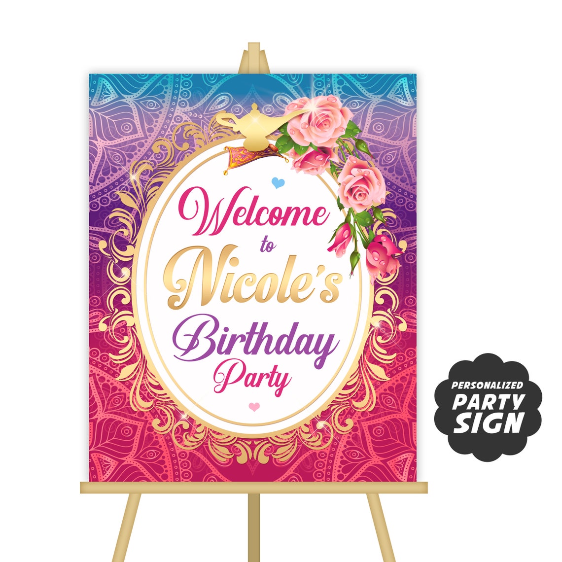 Moroccan Arabian Nights Welcome Sign Personalized Birthday - Etsy