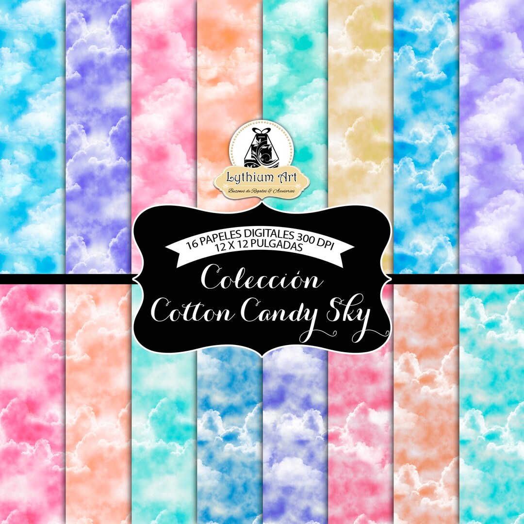 Cotton Candy Sky Digital Paper, Sky Paper, Candy Sky Scrapbook Paper ...