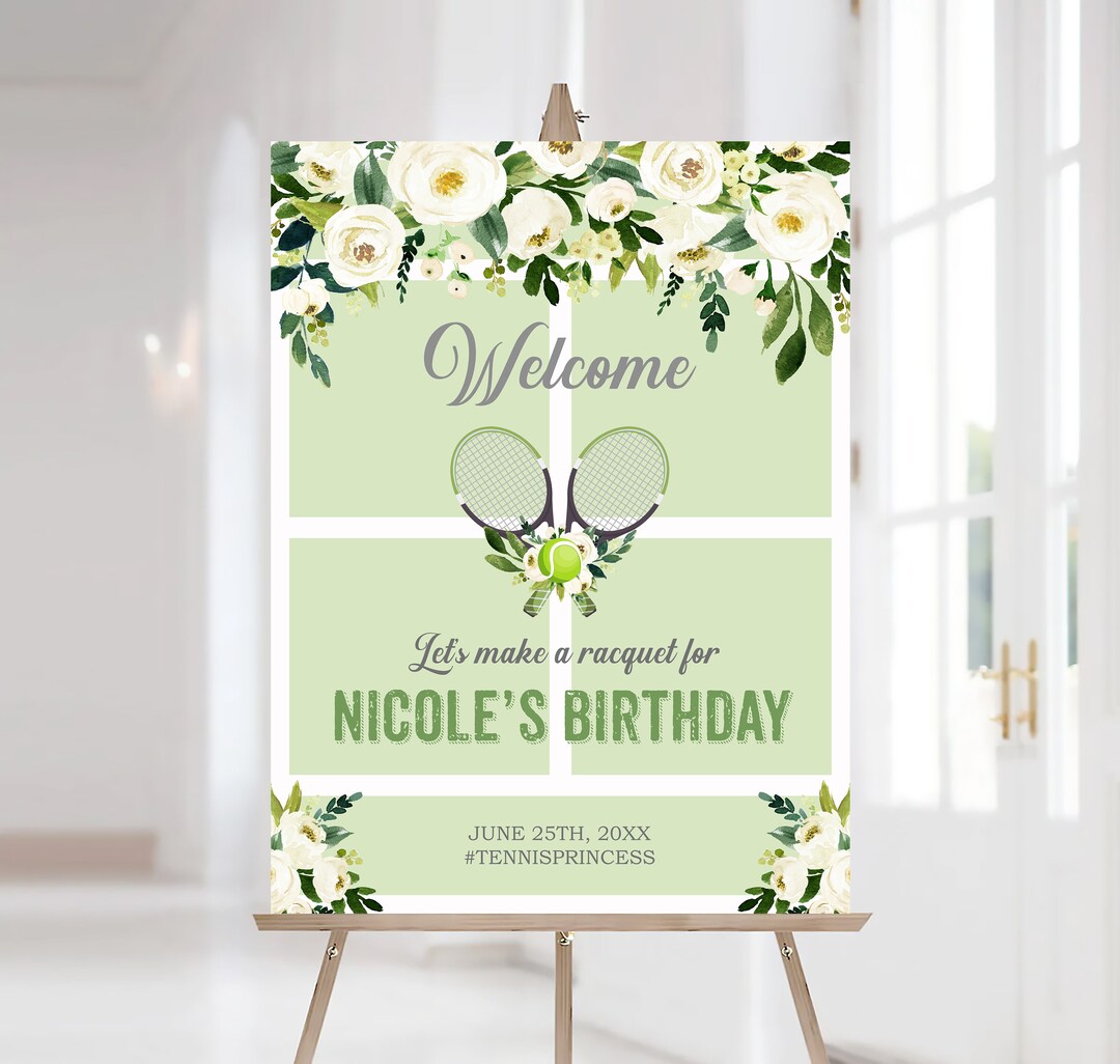 Tennis Welcome Sign, Printable Tennis Party Sign, Country Club Sign ...