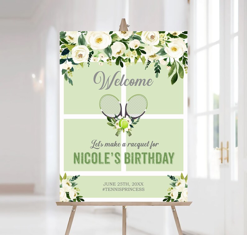 Tennis Welcome Sign Printable Tennis Party Sign Country Club - Etsy