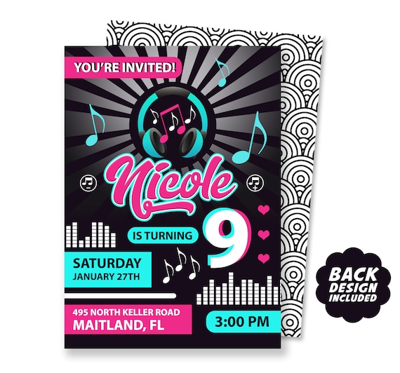 Musical Party Invitation Dance Printable Party Invitation | Etsy